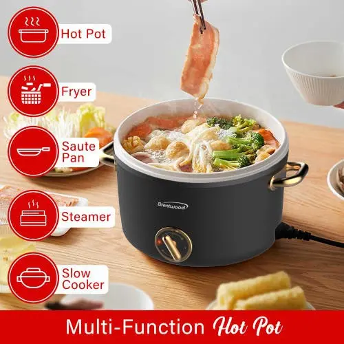 BRENTWOOD Multi-function Electric Hot Pot Cooker And Food Steamer With Ceramic Non-stick Ceramic Coating