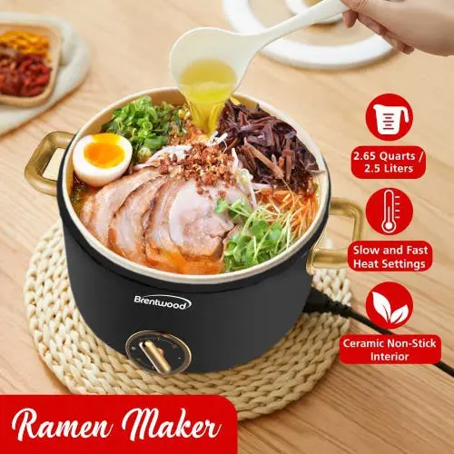BRENTWOOD Multi-function Electric Hot Pot Cooker And Food Steamer With Ceramic Non-stick Ceramic Coating