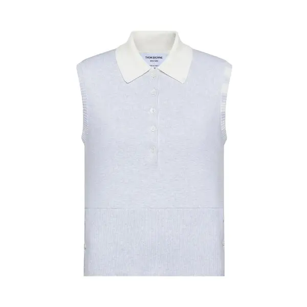 Thom Browne Milano Stitch Sleeveless Polo Shirt