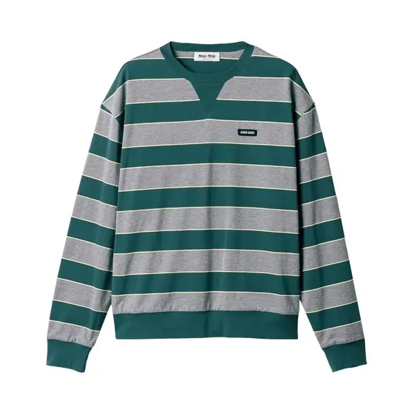 Miu Miu Striped Jersey Sweatshirt - Green