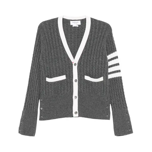 Thom Browne Cable Stitch V-neck Cardigan