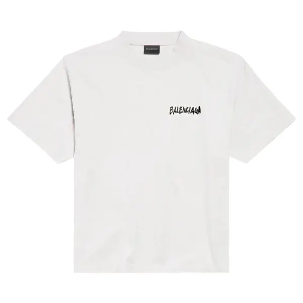 Balenciaga Medium Fit Crew Neck T-shirt - White
