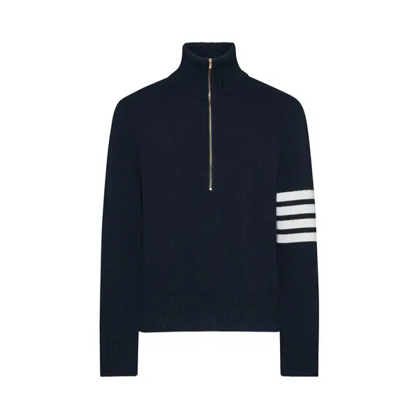 Thom Browne Jersey Stitch Funnel Neck Pullover