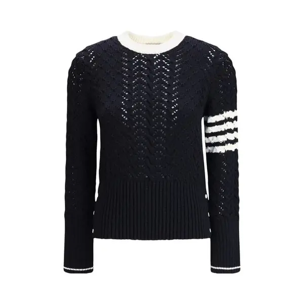 Thom Browne Cable Pointelle Stitch Pullover