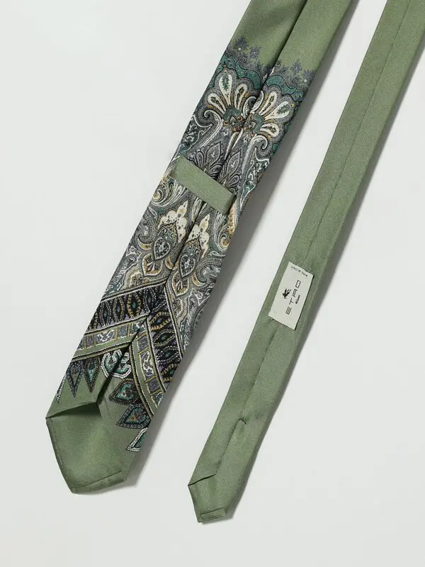 Etro Printed Silk Neck Tie - Green