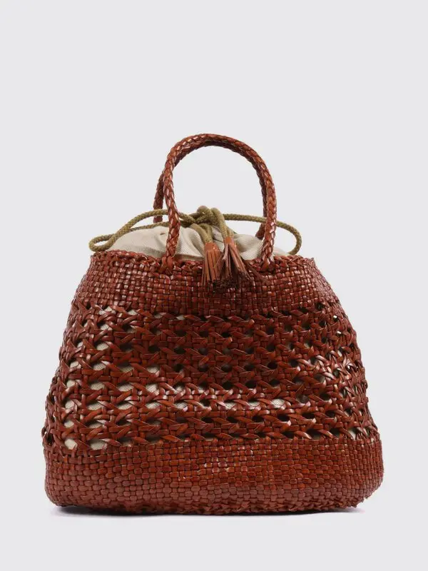Dragon Diffusion Woven Leather Bucket Bag - Camel