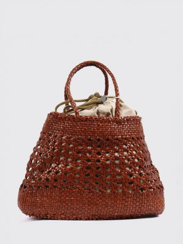 Dragon Diffusion Woven Leather Bucket Bag - Camel
