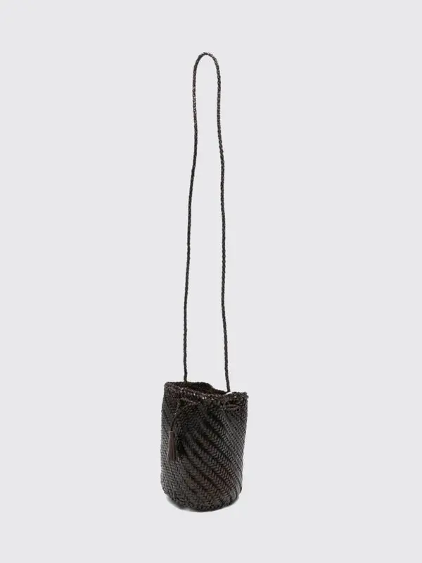 Dragon Diffusion Woven Bucket Bag With Tassel Accent - Brown