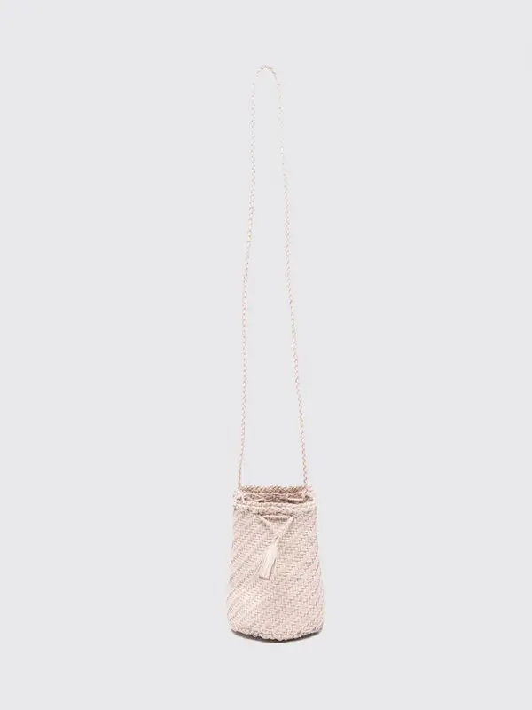 Dragon Diffusion Pompom Double Jump Woven Leather Bag - Nude