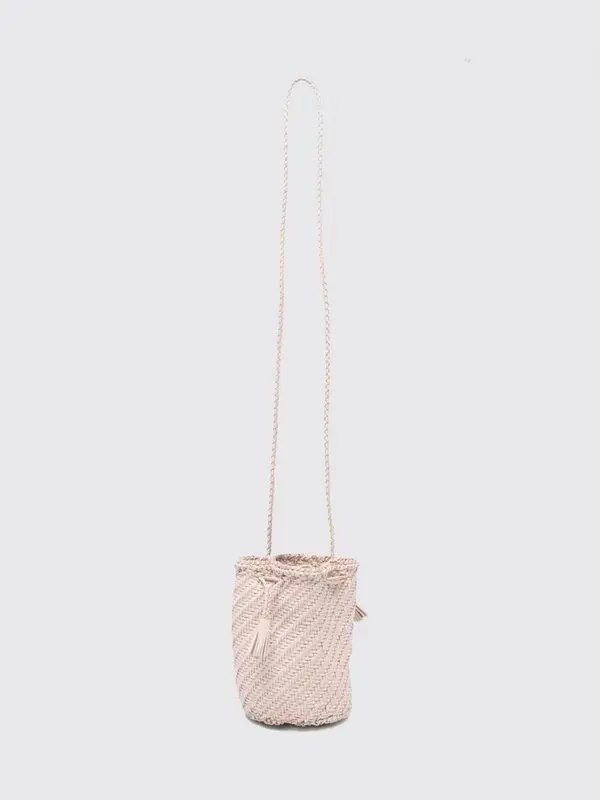 Dragon Diffusion Pompom Double Jump Woven Leather Bag - Nude