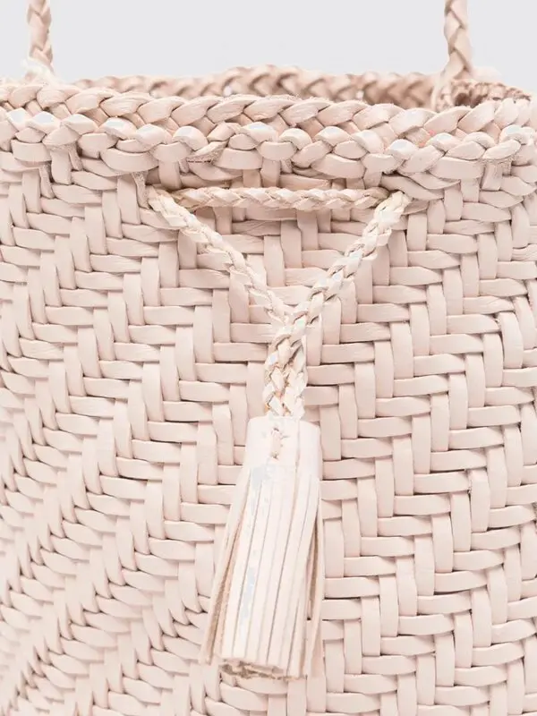 Dragon Diffusion Pompom Double Jump Woven Leather Bag - Nude