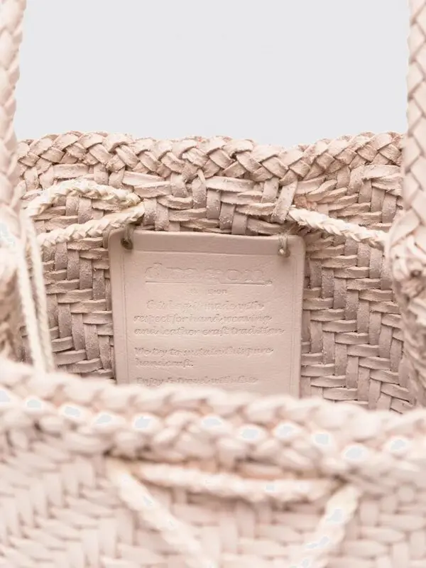 Dragon Diffusion Pompom Double Jump Woven Leather Bag - Nude