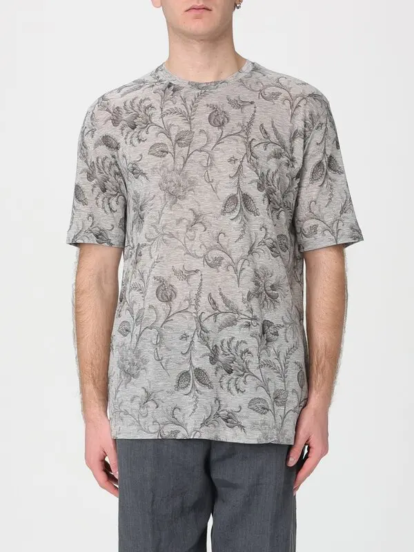 Etro Cotton T-shirt With Paisley Print - Grey