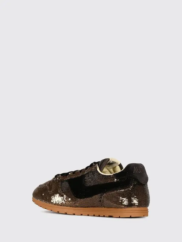 AUTRY Windspin Leather And Laminated Leather Lace-up Sneakers With Carved Logo - Bronze