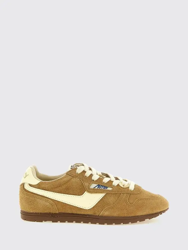 AUTRY Windspin Leather And Laminated Leather Lace-up Sneakers With Carved Logo - Camel