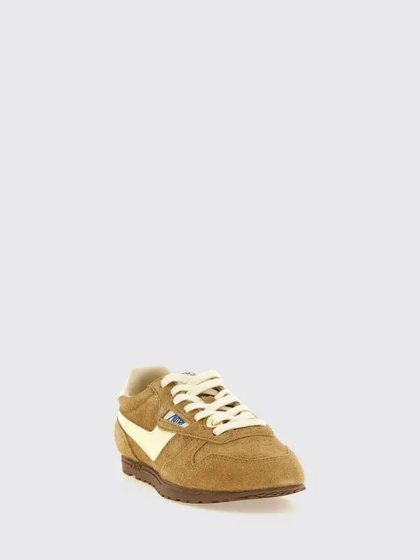 AUTRY Windspin Leather And Laminated Leather Lace-up Sneakers With Carved Logo - Camel