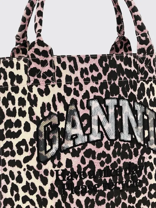 GANNI Leopard Print Tote Bag - Violet