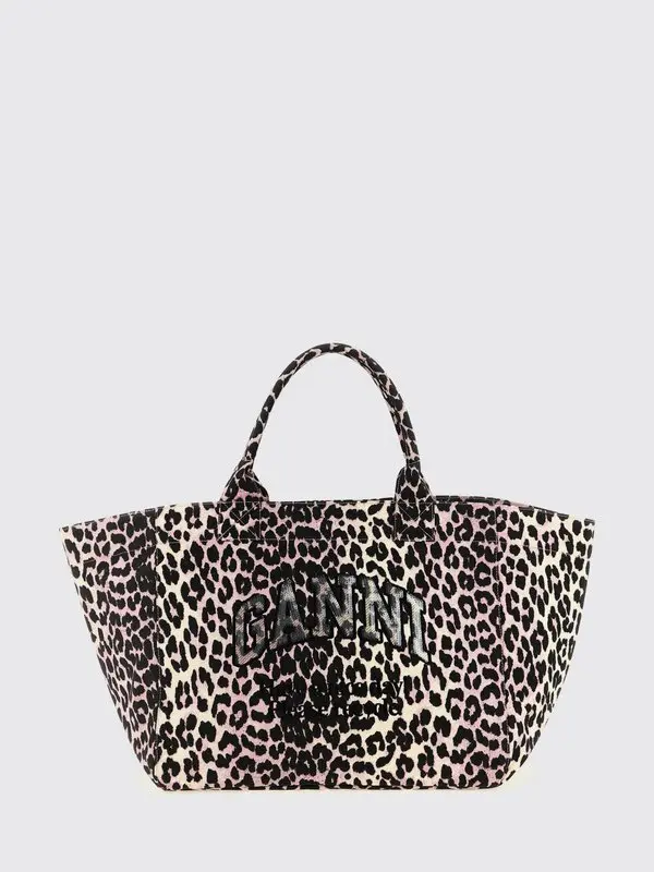 GANNI Animal Print Canvas Tote Bag