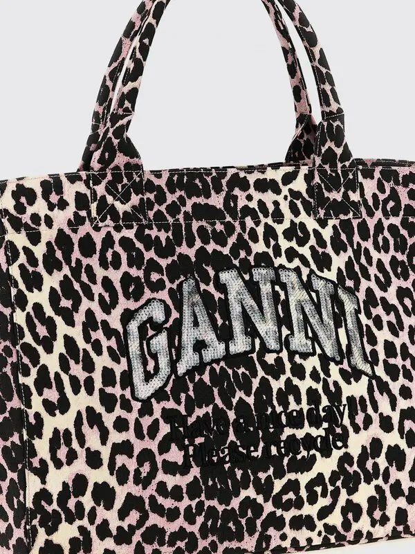 GANNI Animal Print Canvas Tote Bag