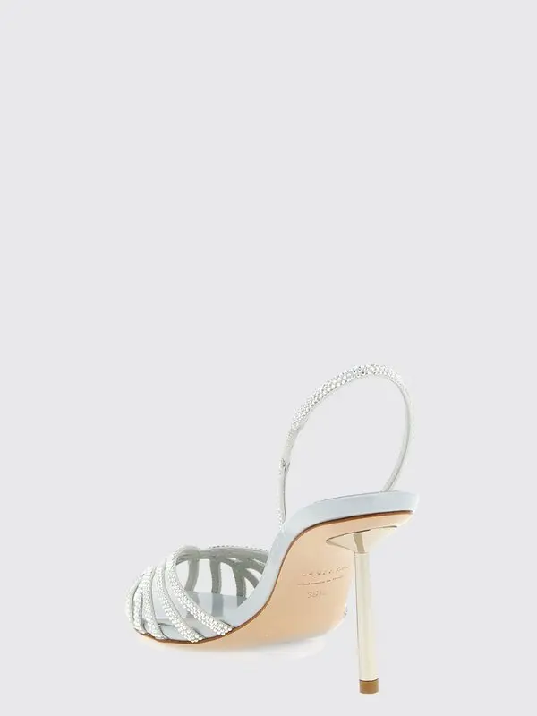 LE SILLA Embrace Leather Sandals With Crystal Embellishments - Grey