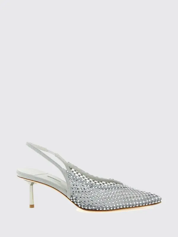 LE SILLA Embellished Canvas And Nylon Slingback With Crystals - Grey