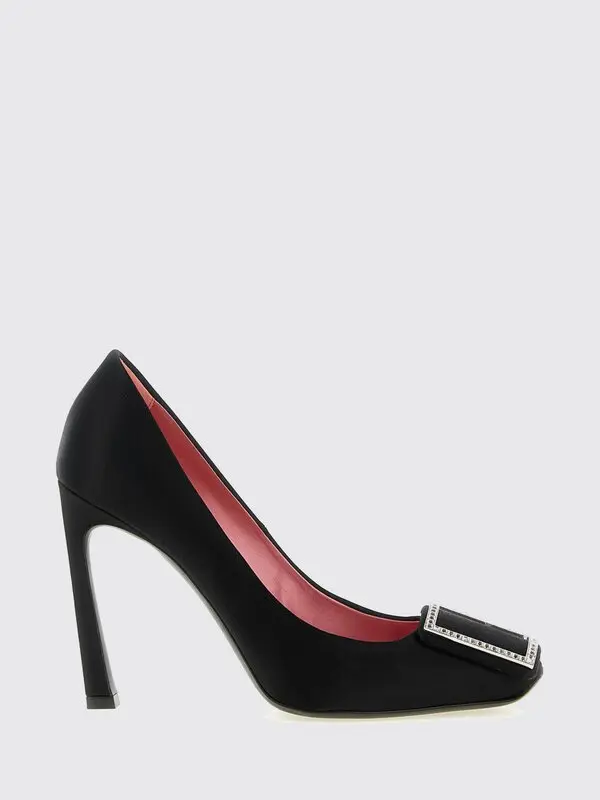 ROGER VIVIER Trompette Satin Pumps With Jewel Buckle - Black