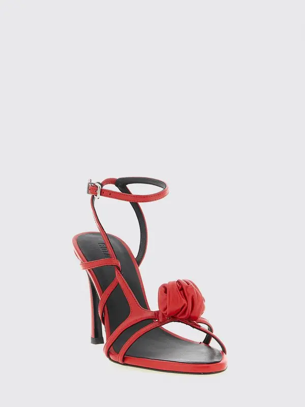 ROTATE BY BIRGER CHRISTENSEN Leather Stiletto Sandals With Knot Detailing - Red
