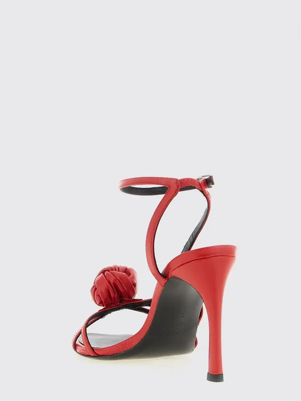 ROTATE BY BIRGER CHRISTENSEN Leather Stiletto Sandals With Knot Detailing - Red
