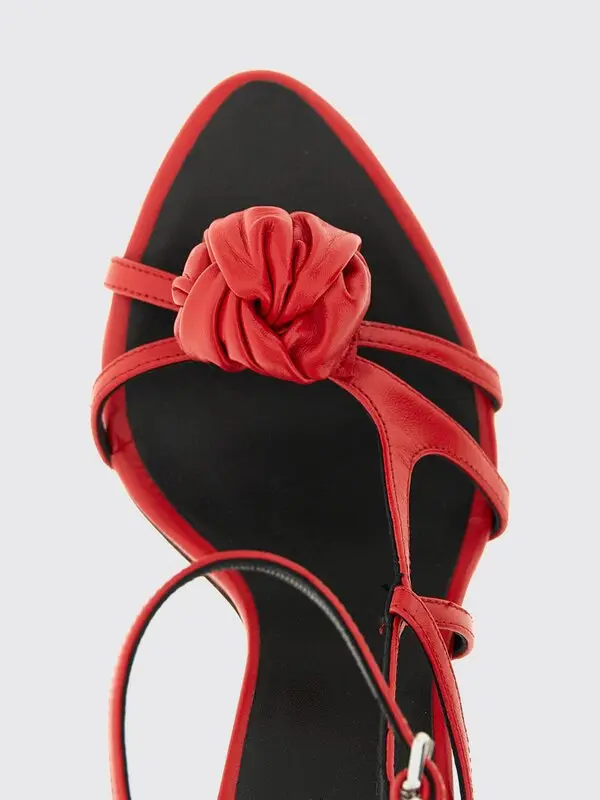 ROTATE BY BIRGER CHRISTENSEN Leather Stiletto Sandals With Knot Detailing - Red