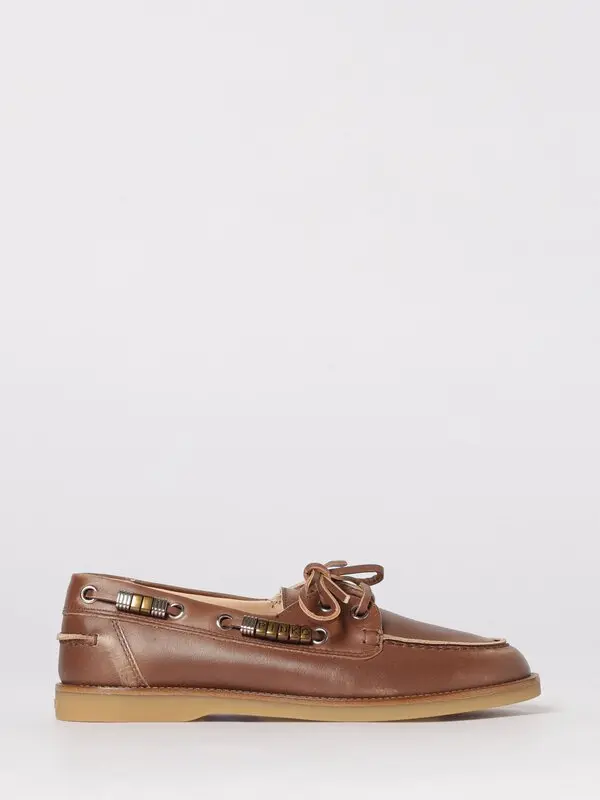 Pinko Leather Loafers With Embellishments - Brown