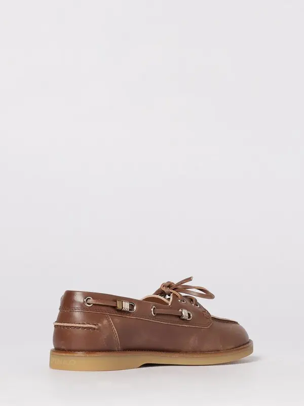 Pinko Leather Loafers With Embellishments - Brown