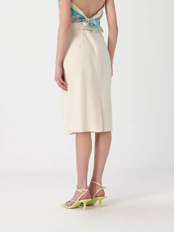 Pinko Belted Pleated Knee-length Skirt - White