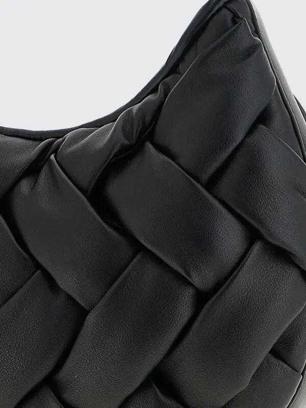TWINSET Woven Faux Leather Hobo Bag With Metal Handle - Black