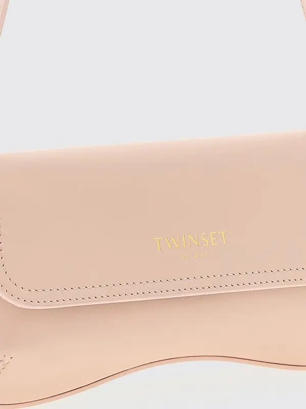 TWINSET Smooth Cowhide Leather Shoulder Bag - Pink