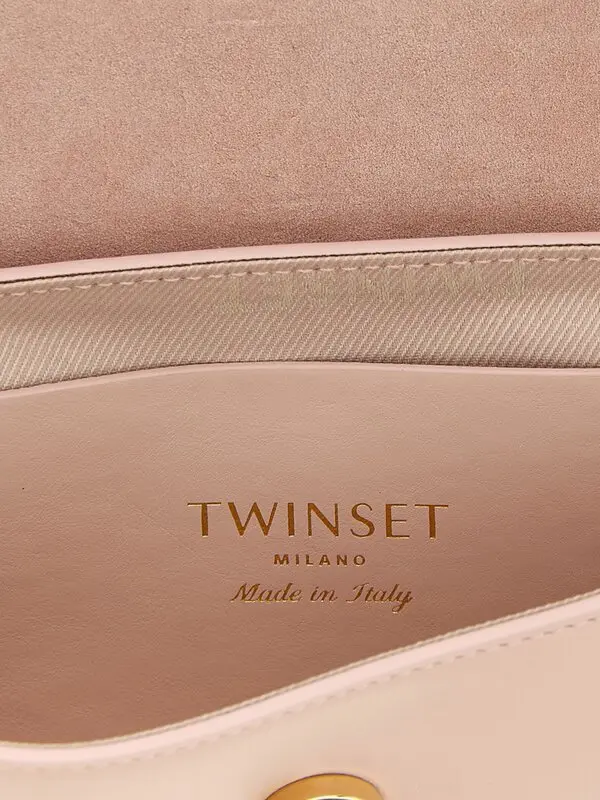 TWINSET Smooth Cowhide Leather Shoulder Bag - Pink