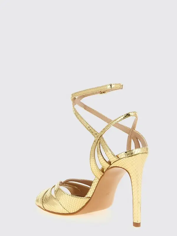 TWINSET Laminated Leather Python Print Stiletto Sandals - Platinum