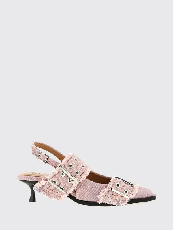 GANNI Organic Cotton Canvas Slingback Pumps