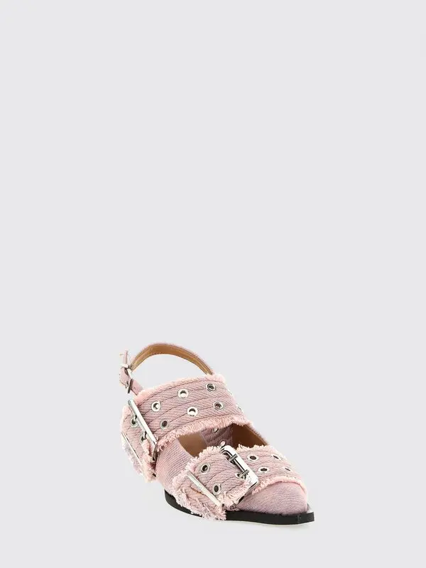 GANNI Organic Cotton Canvas Slingback Pumps