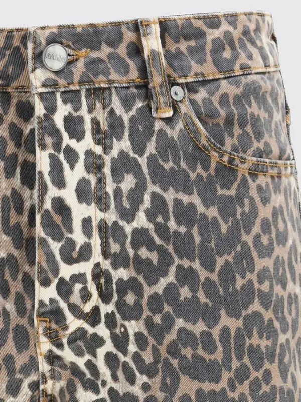 GANNI Animal Print Wide-leg Jeans