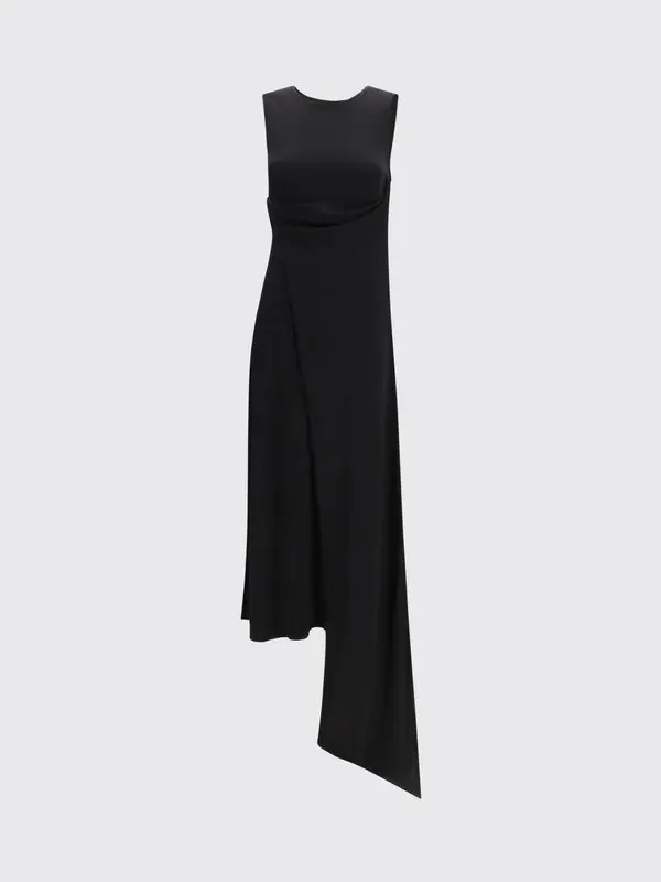 AMI Paris Asymmetric Viscose Blend Midi Dress - Black