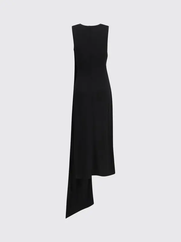 AMI Paris Asymmetric Viscose Blend Midi Dress - Black