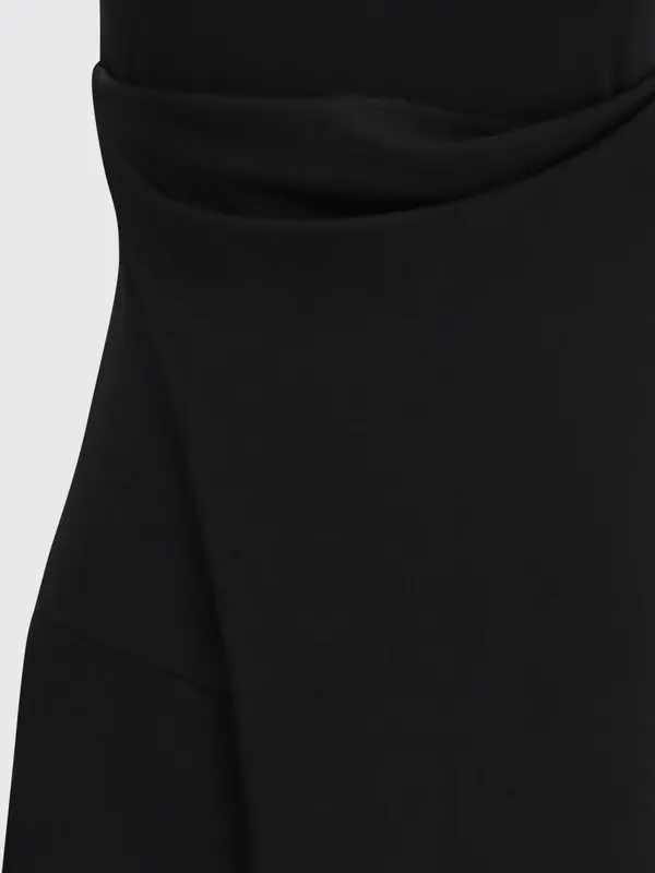 AMI Paris Asymmetric Viscose Blend Midi Dress - Black