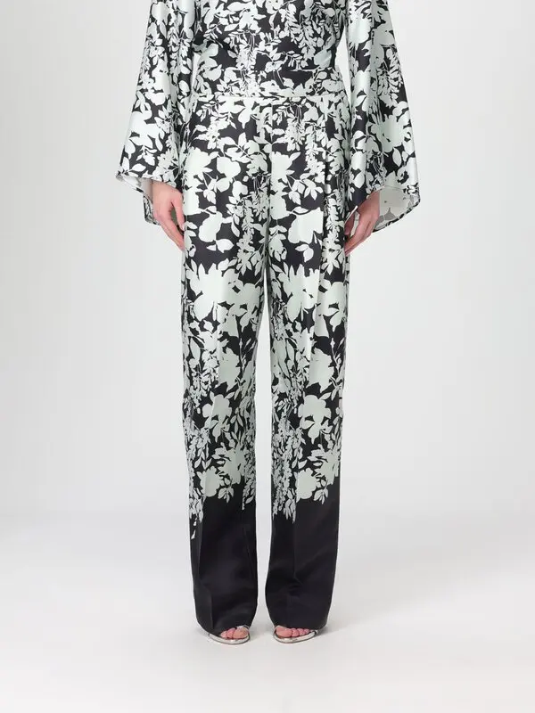 Agnona Wide Leg Floral Trousers - Black