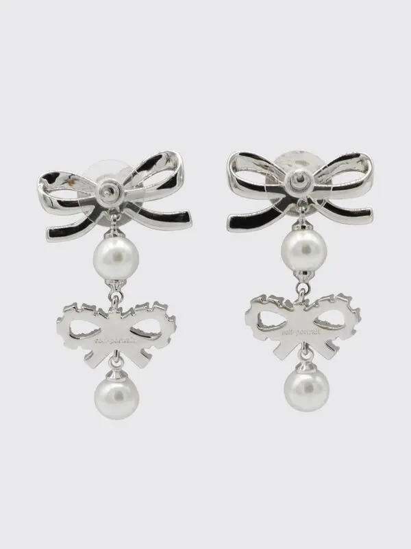 SELF-PORTRAIT Embellished Bow Drop Earrings With Pearl