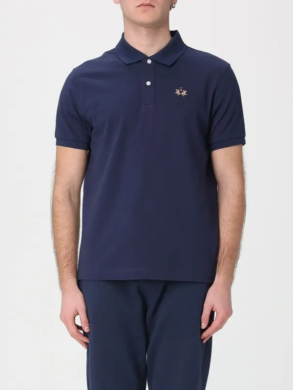 LA MARTINA Cotton Polo Shirt With Logo - Blue