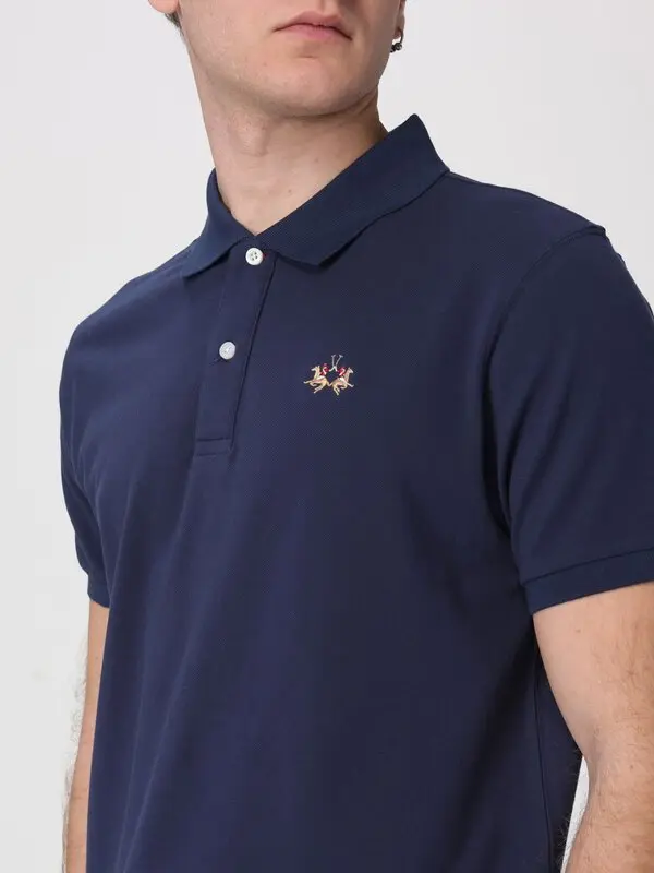 LA MARTINA Cotton Polo Shirt With Logo - Blue