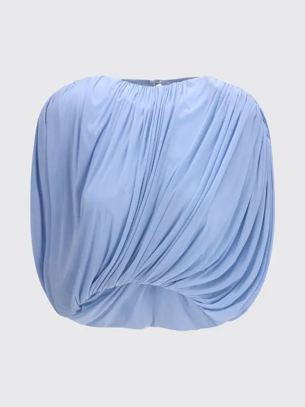 Magda Butrym Draped Stretch Cupro Blouse - Gnawed Blue
