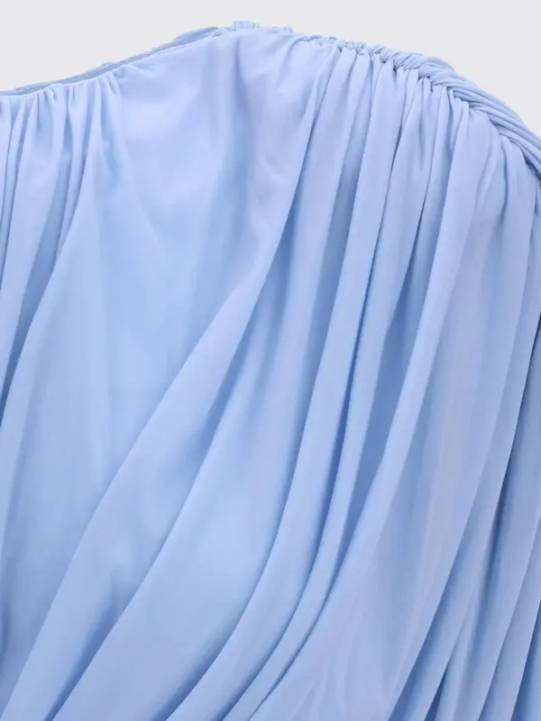 Magda Butrym Draped Stretch Cupro Blouse - Gnawed Blue