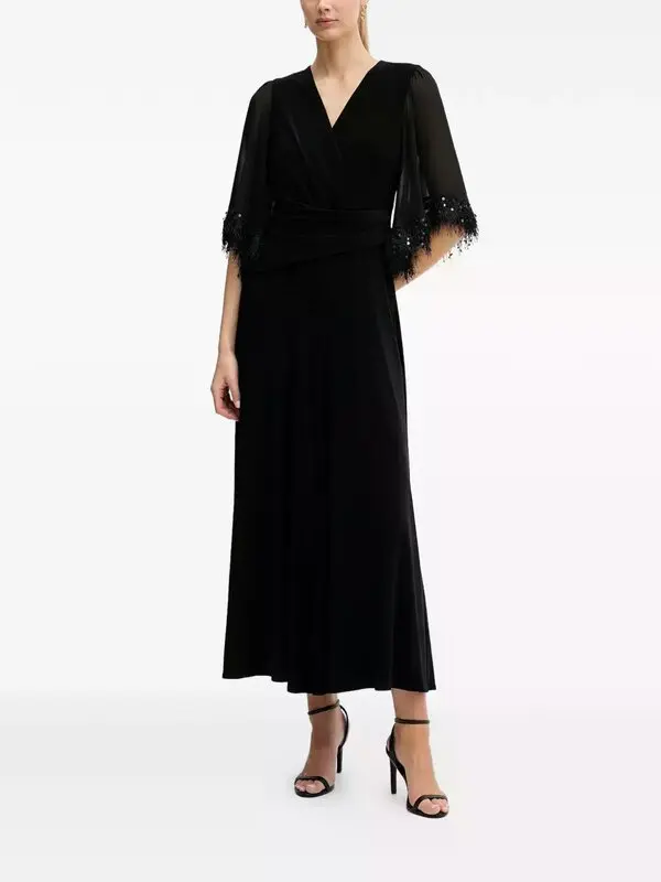 Joseph Ribkoff Fringed V-neck Jumpsuit - Black