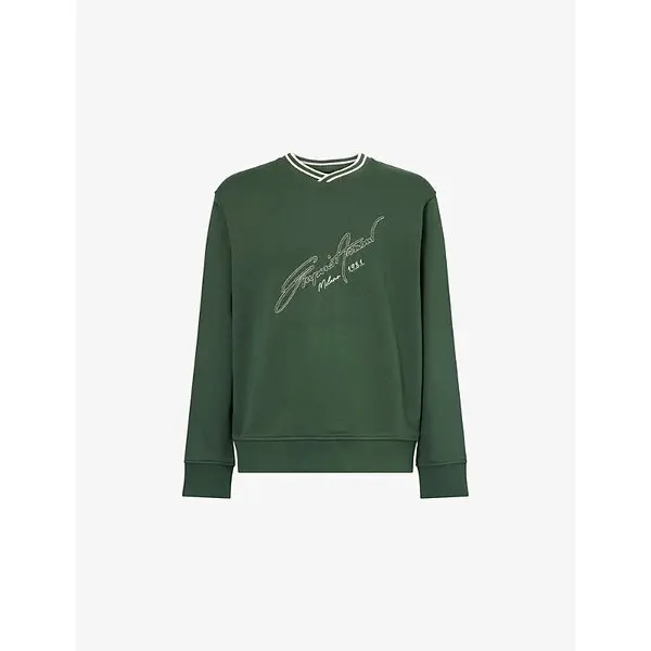 Emporio Armani Logo-embroidered Crew-neck Cotton Sweatshirt - Sycamore